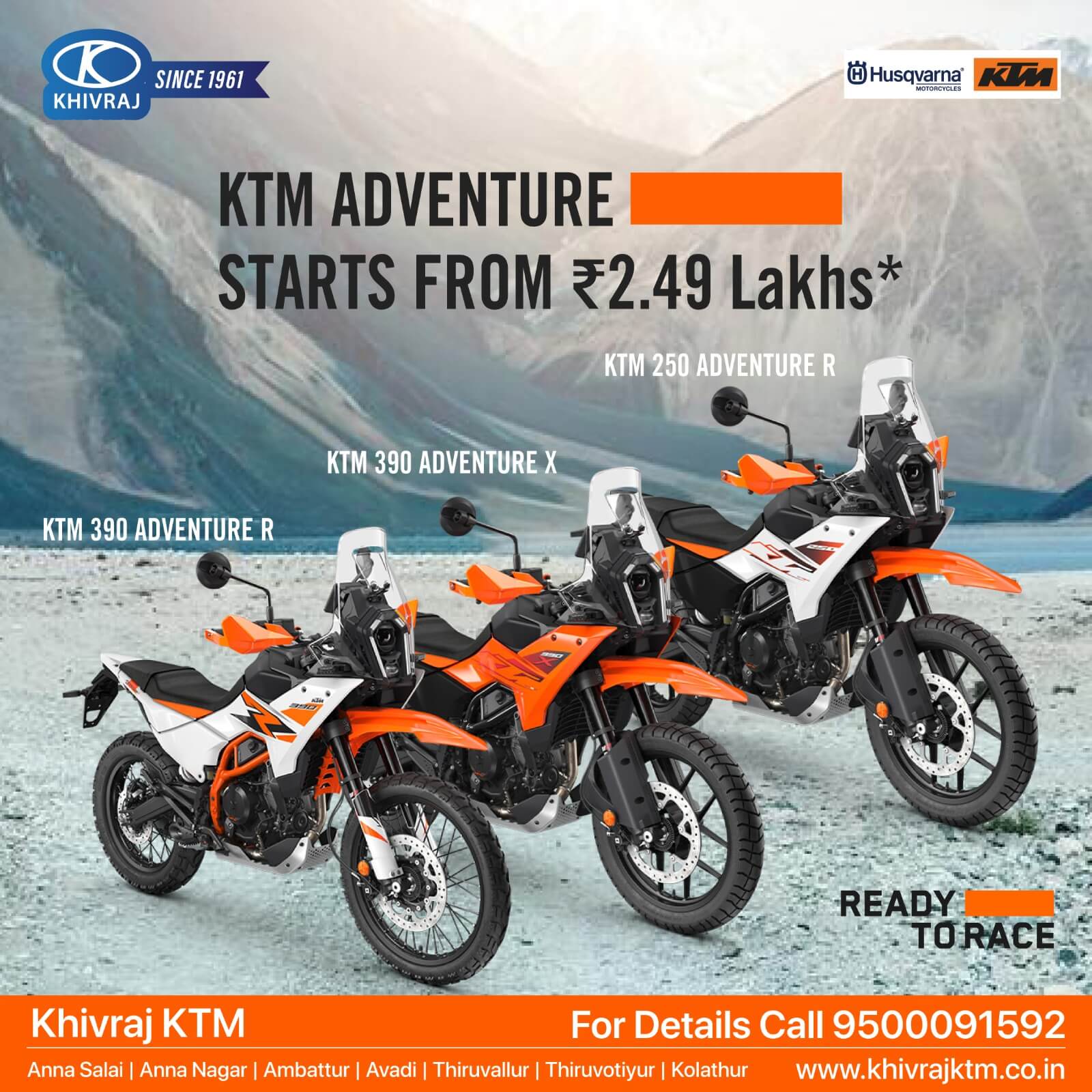 Khivraj KTM Showroom | Authorized KTM Showroom in Chennai